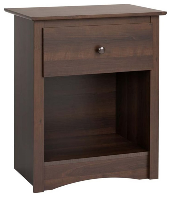 Prepac Fremont 1-Drawer Tall Nightstand in Espresso - Transitional ...