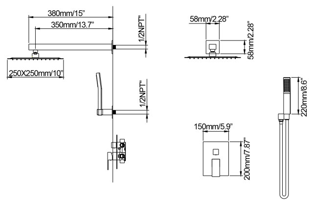 Wall Mounted Pressure Balanced Complete Shower System With Rough-In ...