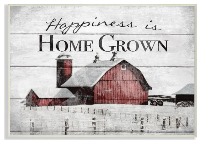 Happiness Is Home Grown Farm Rustic Red Grey Word Design, 13"x19 ...