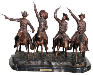 Cowboys Bronze Sculpture - Southwestern - Decorative Objects And ...