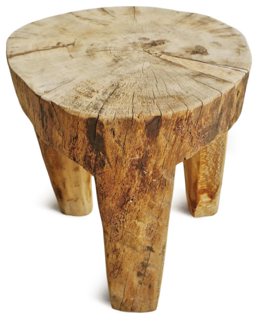 Rustic Naga Three Leg Wood Table 8 - Rustic - Side Tables And End ...