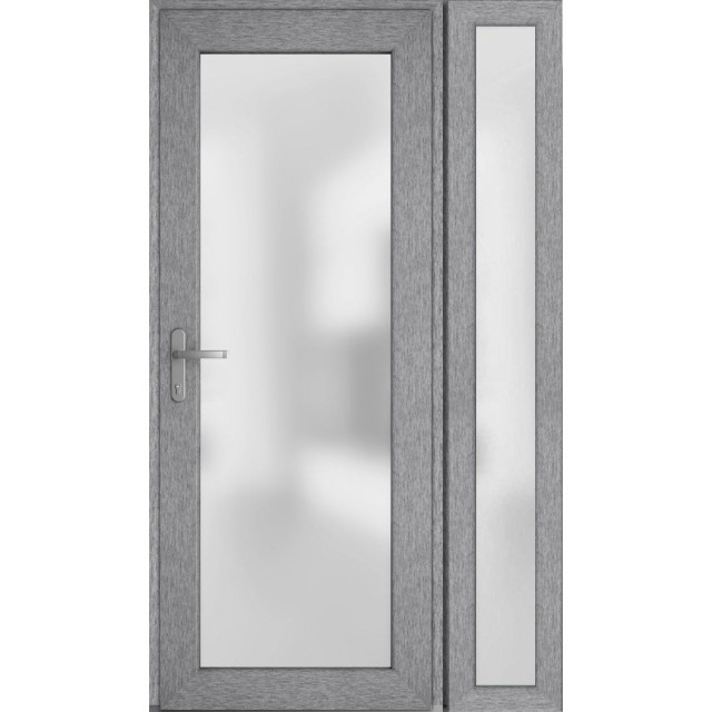 Exterior Prehung FiberGlass Door Frosted Glass Manux 8102 Grey Ash, 52 ...