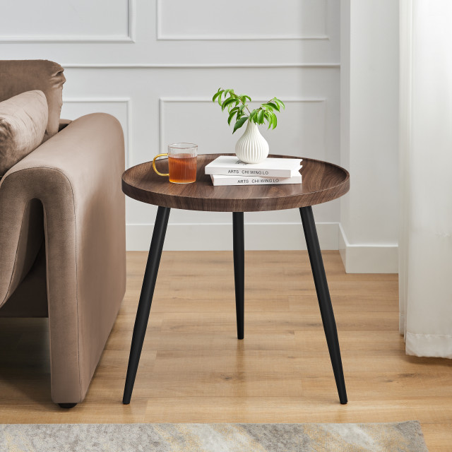 Danya B. Paxton Side Table With Modern Black Metal Taper Legs Round ...