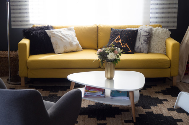 Custom Ikea Karlstad Sofabed Covers in Shire Mustard wool blended fabric Comfort Works Custom Slipcovers Houzz