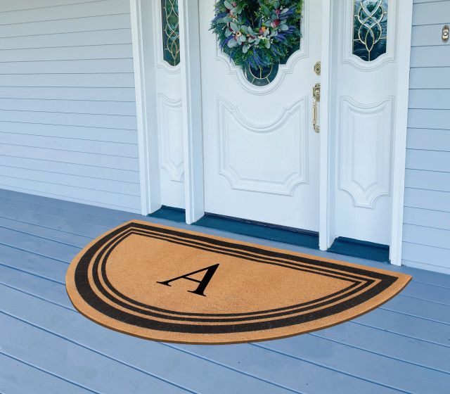 A1HC Natural Coir Flock Monogrammed Door Mat for Front Door, 30x60 ...