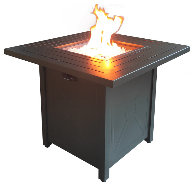 Aluminum Outdoor Propane Fire Pit with All-Weather Cover- Bronze ...