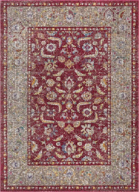 Well Woven Allure Vanessa Vintage Persian Mosaic Red Area Rug, 5'3"x7'3 ...