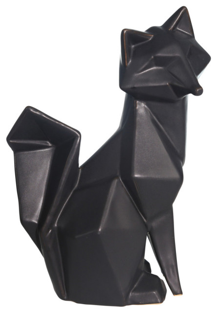 Ceramic 10" Fox Table Accent, Black - Contemporary - Decorative Objects ...