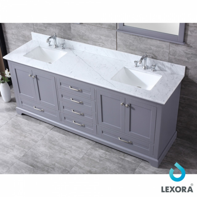 80 Inch Dark Gray Double Sink Bathroom Vanity, Choice of Top ...