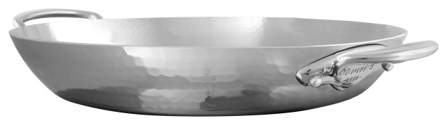 Mauviel M'Elite Hammered Round Pan With Cast Stainless Steel Handles, 7 ...