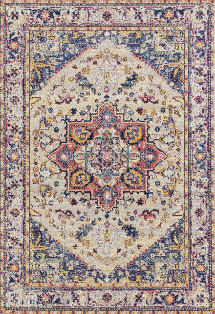 HomeRoots 150" x 180" Cream Olefin / Frieze Rug, 150" x 180" x 0.35 ...