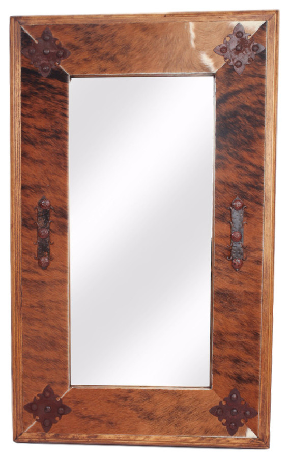 Medallion Cowhide Rustic Mirror - Wall Mirrors - by Mexican Imports | Houzz