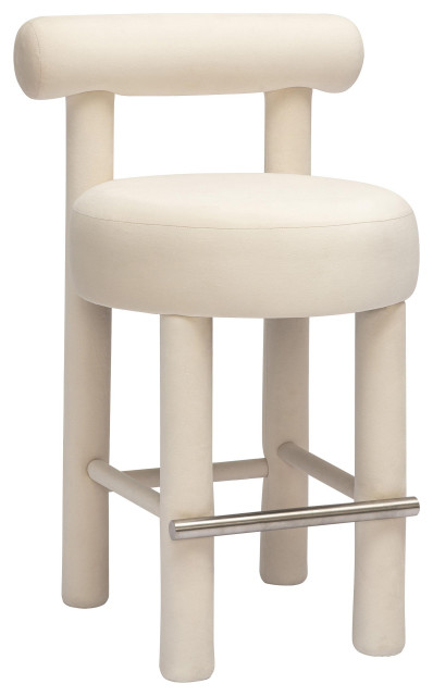 Carmel Cream Velvet Counter Stool - Transitional - Bar Stools And ...
