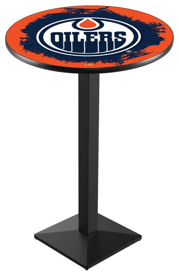 Holland L217 Edmonton Oilers 36x28" Pub Table - Black Wrinkle ...