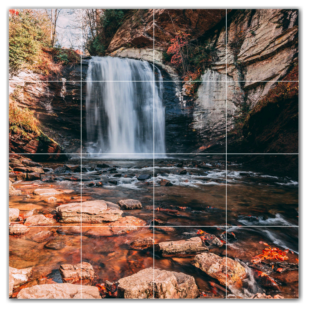 Waterfalls Ceramic Tile Wall Mural HZ501109, 32" Wide x 32" High ...