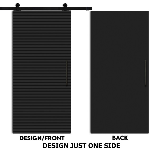 Fluted Wooden Sliding Barn Door Horizontal Lines, 26"x81" Inches ...