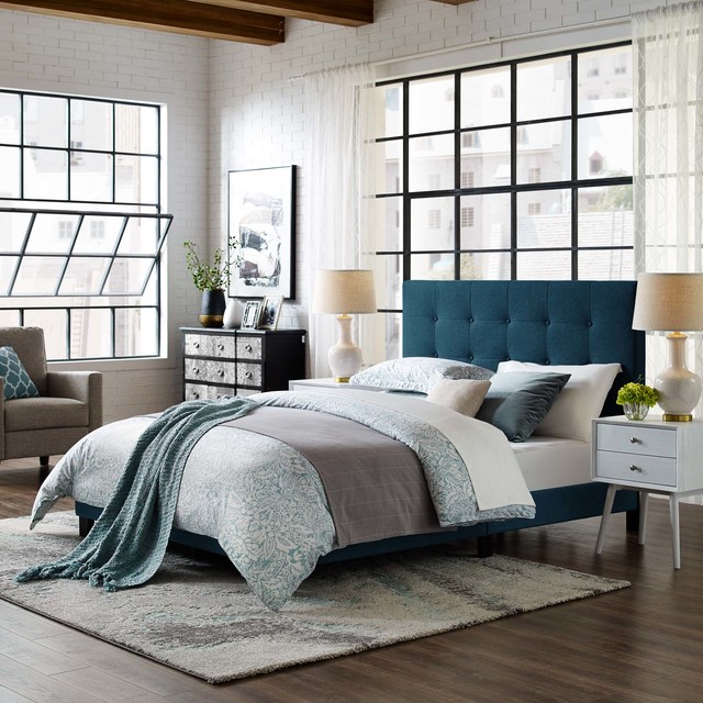 Melanie Queen Tufted Button Upholstered Fabric Platform Bed ...