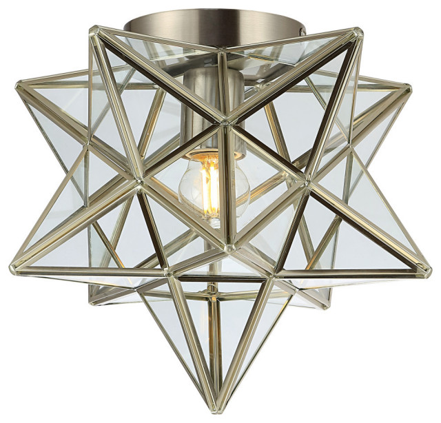 Stella Moravian Star Metal/Glass LED Flush Mount, Flush Mount ...
