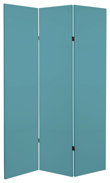 6' Tall Double Sided Teal Canvas Room Divider - Contemporary - Screens ...