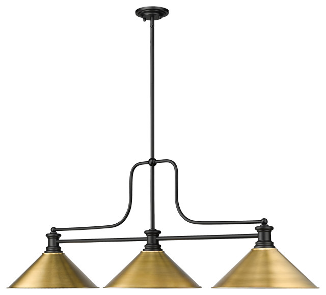 Melange 3 Light Billiard Lighting, Matte Black - Traditional - Pool ...