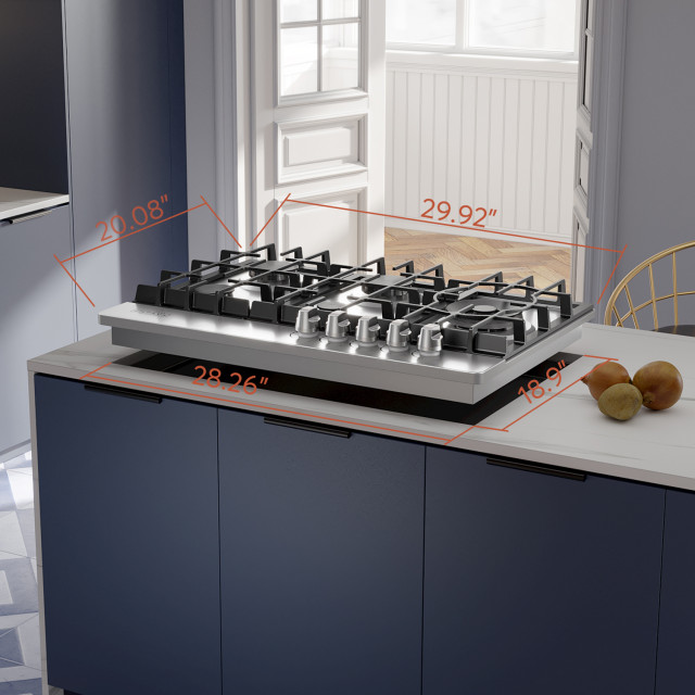 30-in Built-in Gas Cooktop with 5 Sealed Burners - LPG Convertible in ...