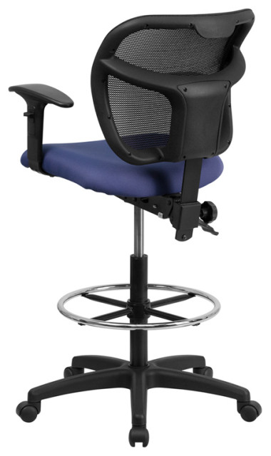 Mid-Back Navy Blue Mesh Drafting Chair,Back Height Adjustment ...