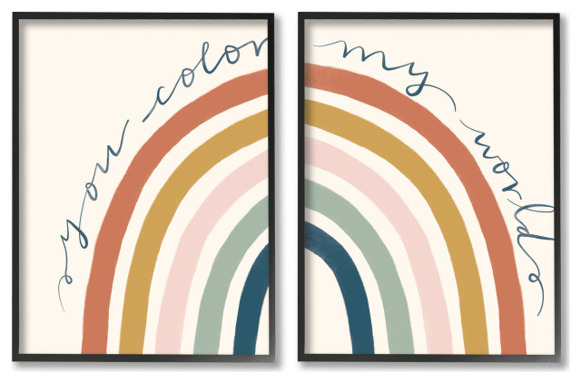 You Color My World Rainbow Script Phrase Design Illustration, 2pc, 11 ...