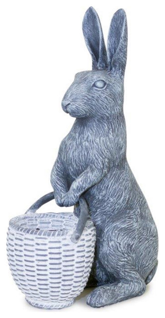 Standing Rabbit With Basket 6.75"Lx10.5"H Resin - Farmhouse - Indoor ...