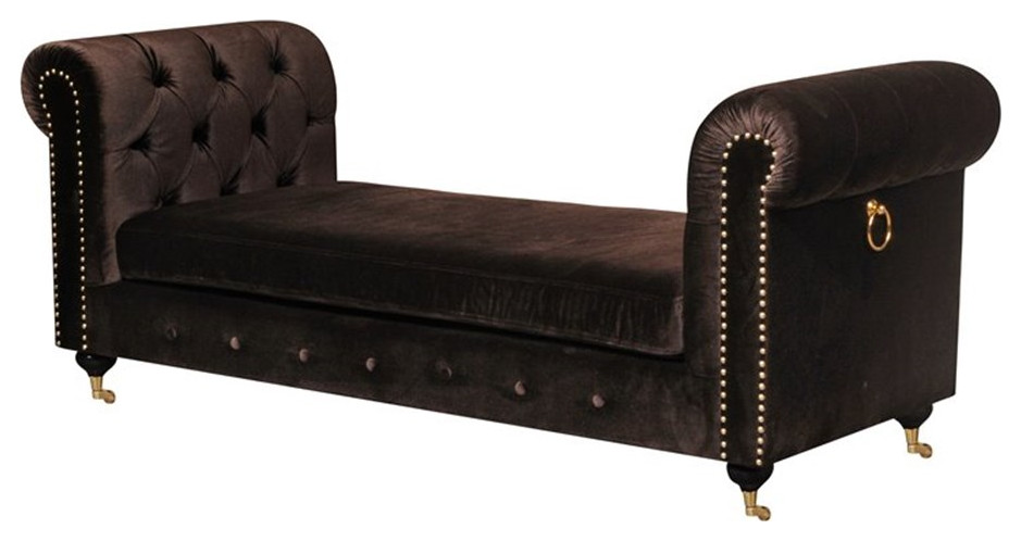 American Home Classic Claire Velvet and Solid Wood Bench in Gold and ...