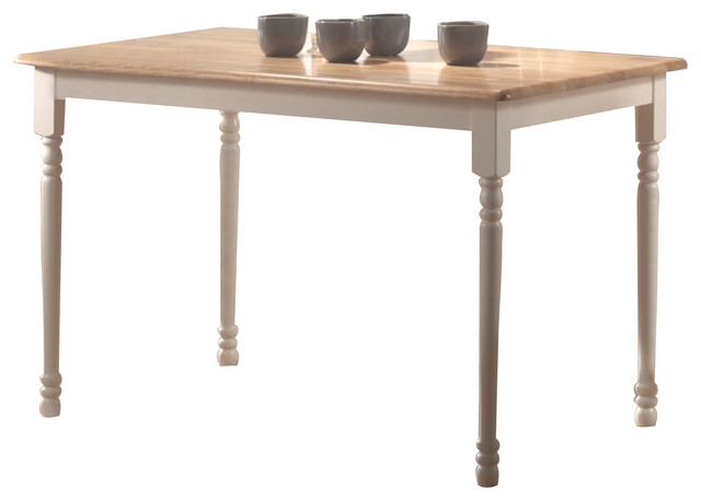 Coaster Dining Table in White and Natural Finish - Traditional - Dining ...