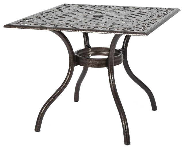 Patio Dining Table, Aluminum Construction With Square Mesh Top ...