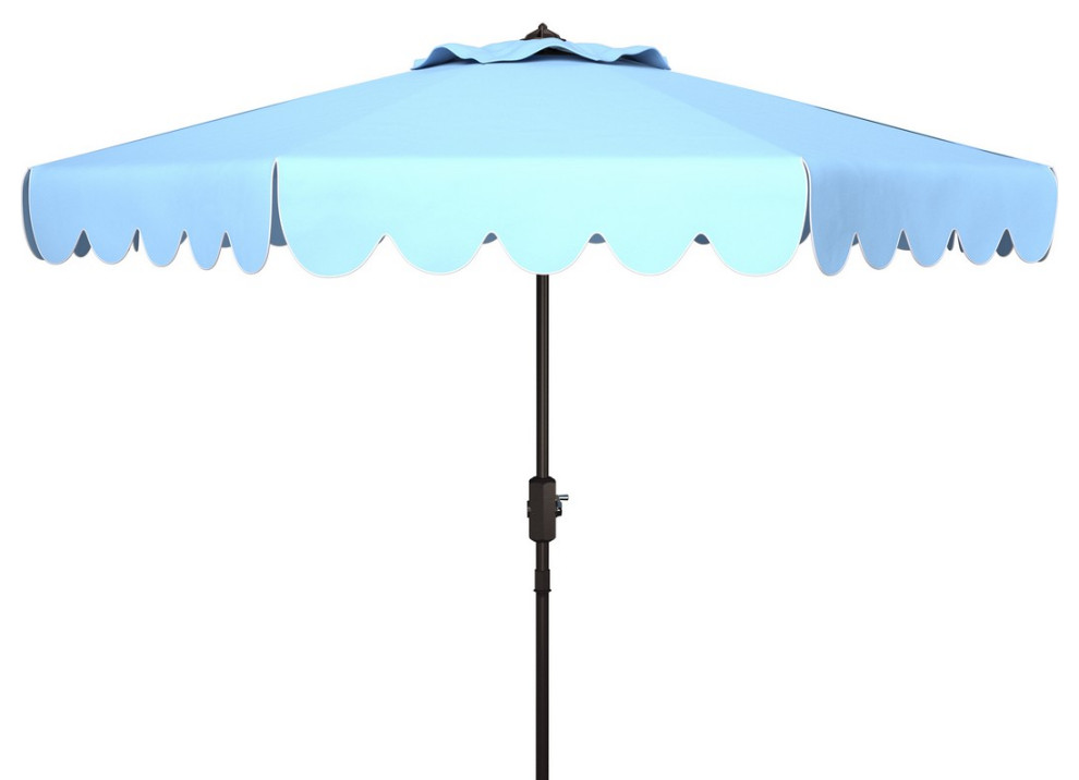 Venice Scallop 9' Crank Outdoor Push Button Tilt Umbrella Baby Blue ...