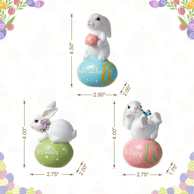 4.5"H Easter Resin Bunny Table Decor, 3-Piece Set - Modern - Holiday ...