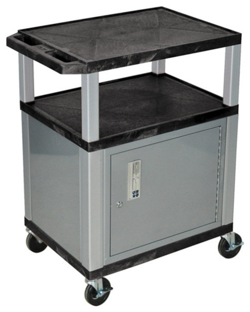 Luxor Tuffy 3-Shelf AV Cart With Legs, Cabinet and Electric ...