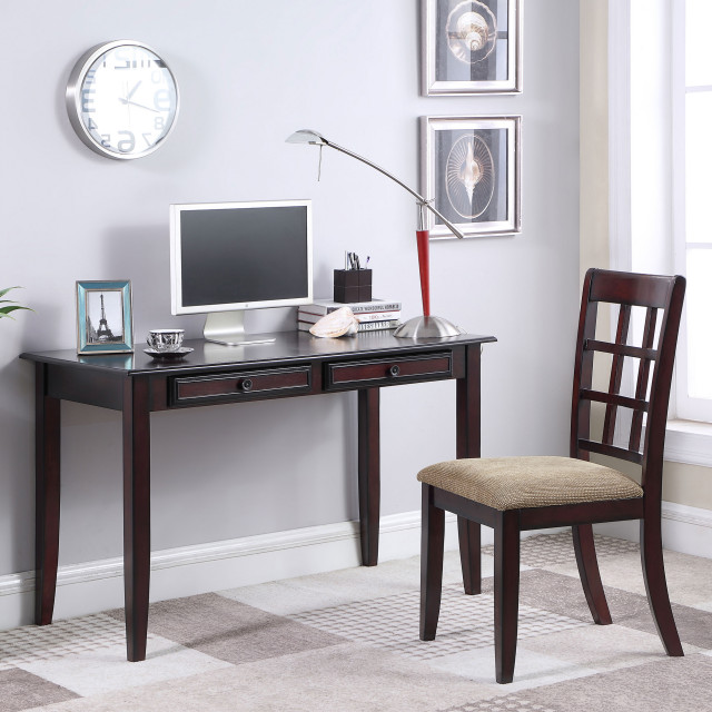 Newton 2-piece Writing Desk Set Dark Amber and Tan - Transitional ...