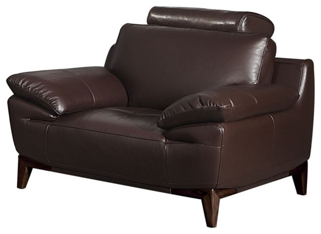 EK028 Dark Brown Color With Italian Full Leather Chair - Midcentury ...