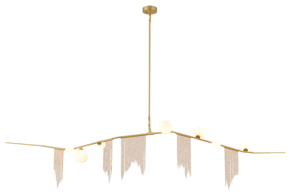 Copper Chain Drapping, Gold Frame, Glass Globe Ball Shade Chadelier ...