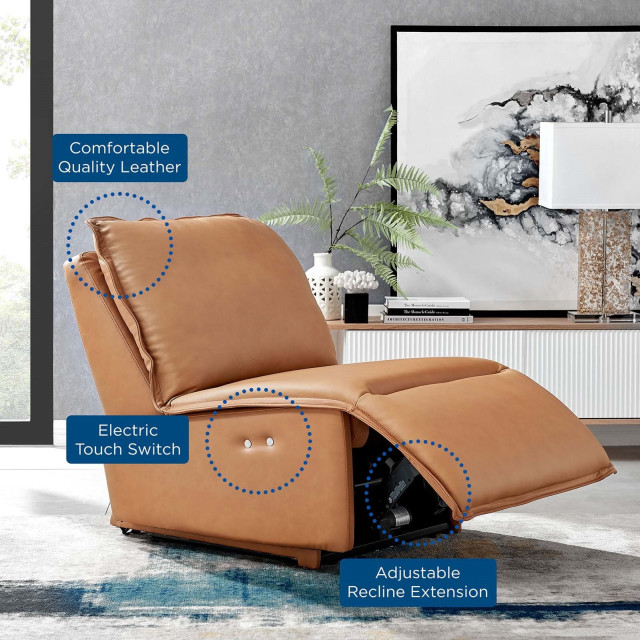 Accent Recliner Chair, Leather, Tan, Modern, Living Lounge Hotel ...