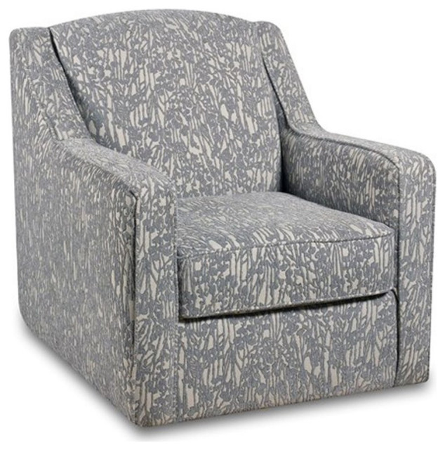 Oliver Swivel Accent Chair in Grey Modern Botanical Pattern Fabric ...