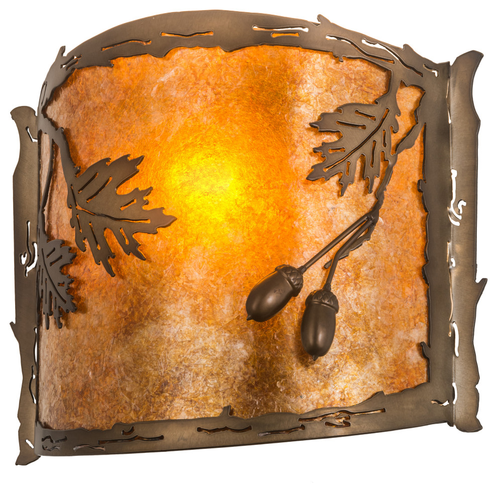 12W Oak Leaf & Acorn Wall Sconce - Rustic - Wall Sconces - by Meyda ...