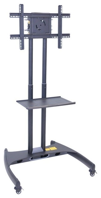 Luxor Adjustable Height Rolling Flat Panel Cart With Accessory Shelf ...