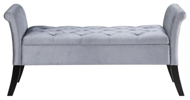 Upholstered Rolled Arms Storage Bench - Transitional - Accent And ...