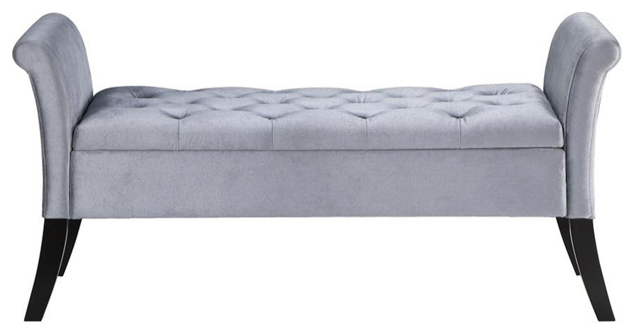 Upholstered Rolled Arms Storage Bench - Transitional - Accent And ...