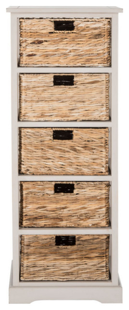 Dana 5 Wicker Basket Storage Tower, Vintage Gray - Tropical - Storage ...