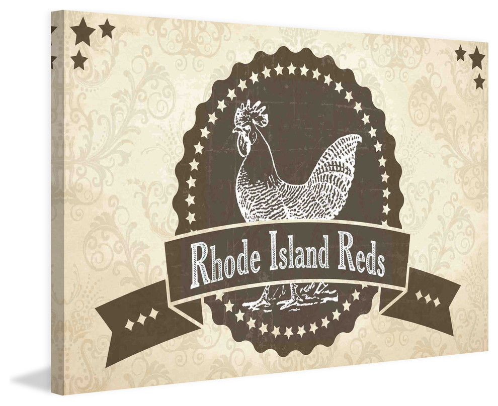 "Rhode Island Reds" Painting Print on Canvas, 24"x16" - Farmhouse ...