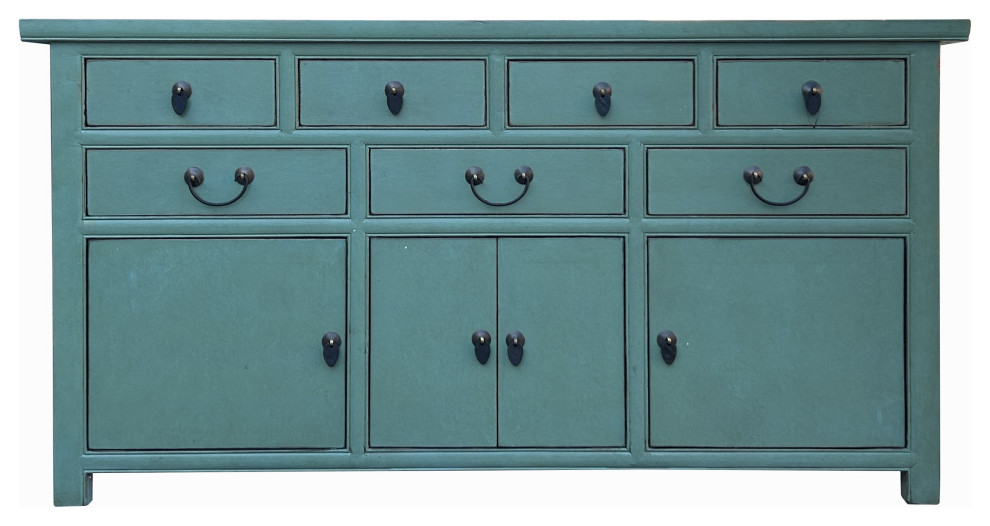 Chinese Turquoise Blue 7 Drawers Sideboard Buffet Credenza Table Cabinet Hcs7735 - Asian ...