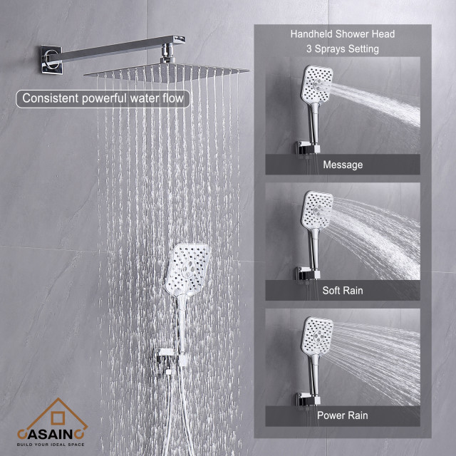 Brushed Nickel Wall Mounted Shower Faucet Waterfall Shower Bar System ...