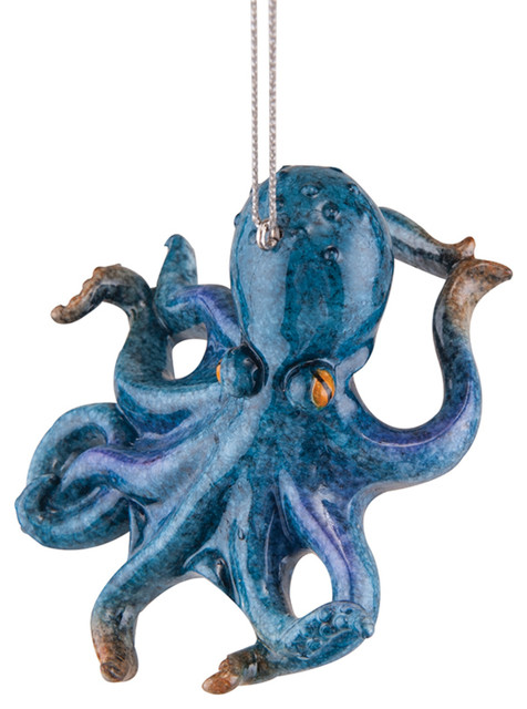 Blue Coastal Octopus Christmas Holiday Ornament Resin Cozumel Reef ...