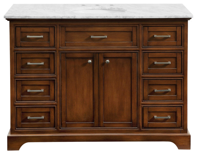 Amber Single Bathroom Vanity, Blue, 48" - Transitional - Bathroom ...
