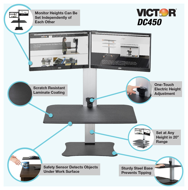 Electric Dual Monitor Standing Desk - Contemporary - Desks And Hutches ...